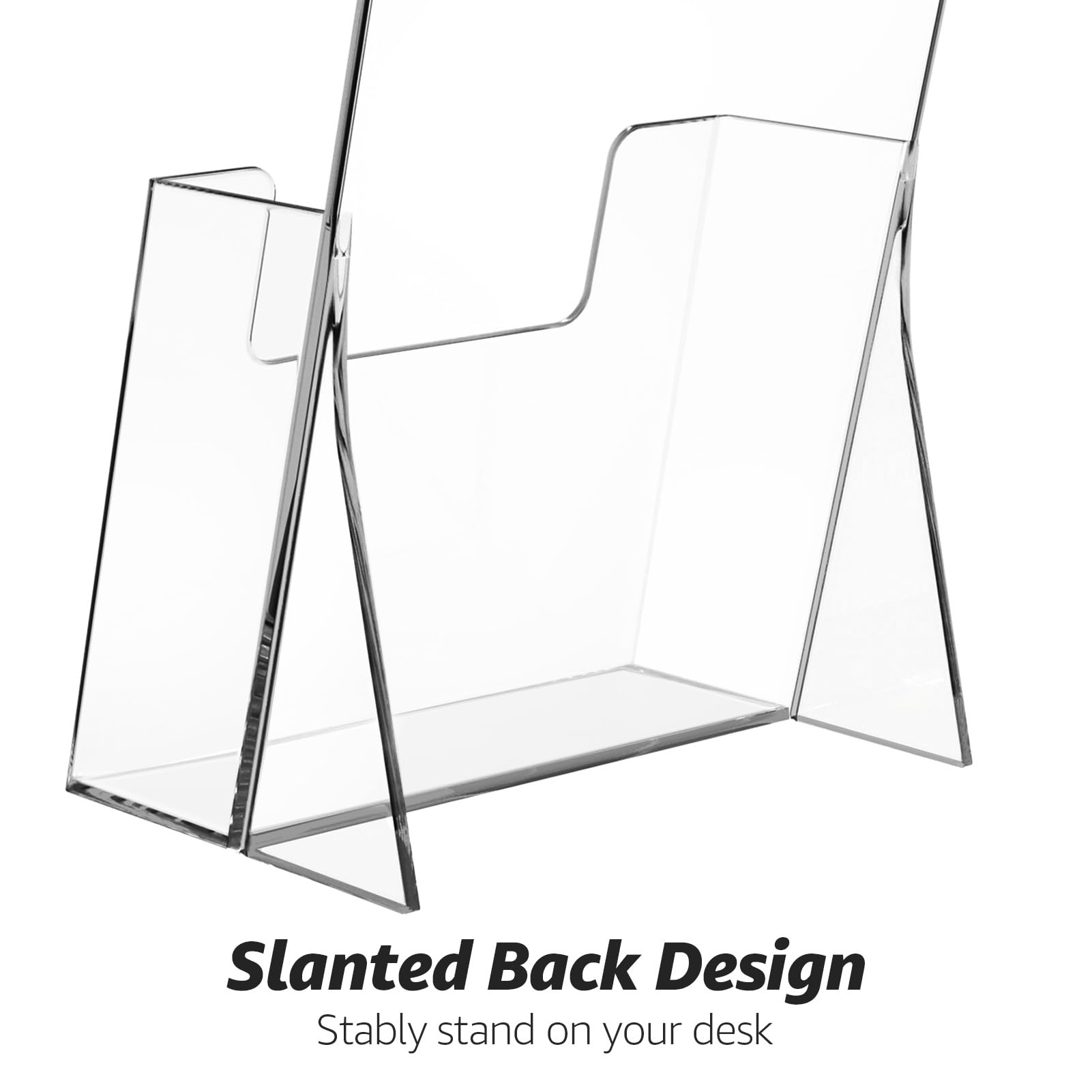 MaxGear Acrylic Brochure Holder 4 inch, Plastic Brochure Holders Clear Countertop Acrylic Literature Holder Flyer Trifold Holder Plastic Display Stand For Pamphlet, Booklet, Magazine, Menu, 2 Pack