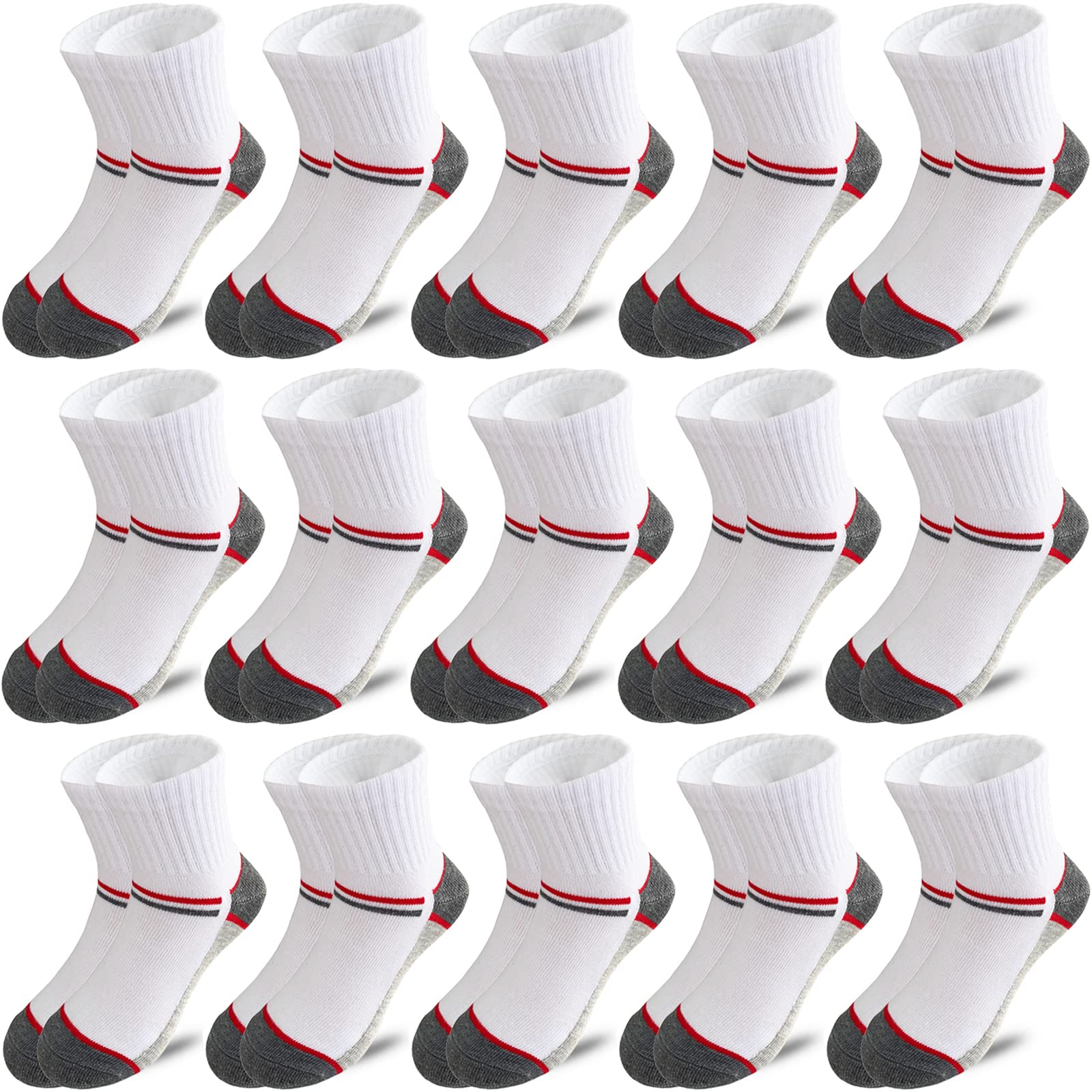 Tsmollyu Boys Socks 15 Pairs Half Cushioned Cotton Athletic Socks For Big Little Kids 2-14 Years(7-10 Years)
