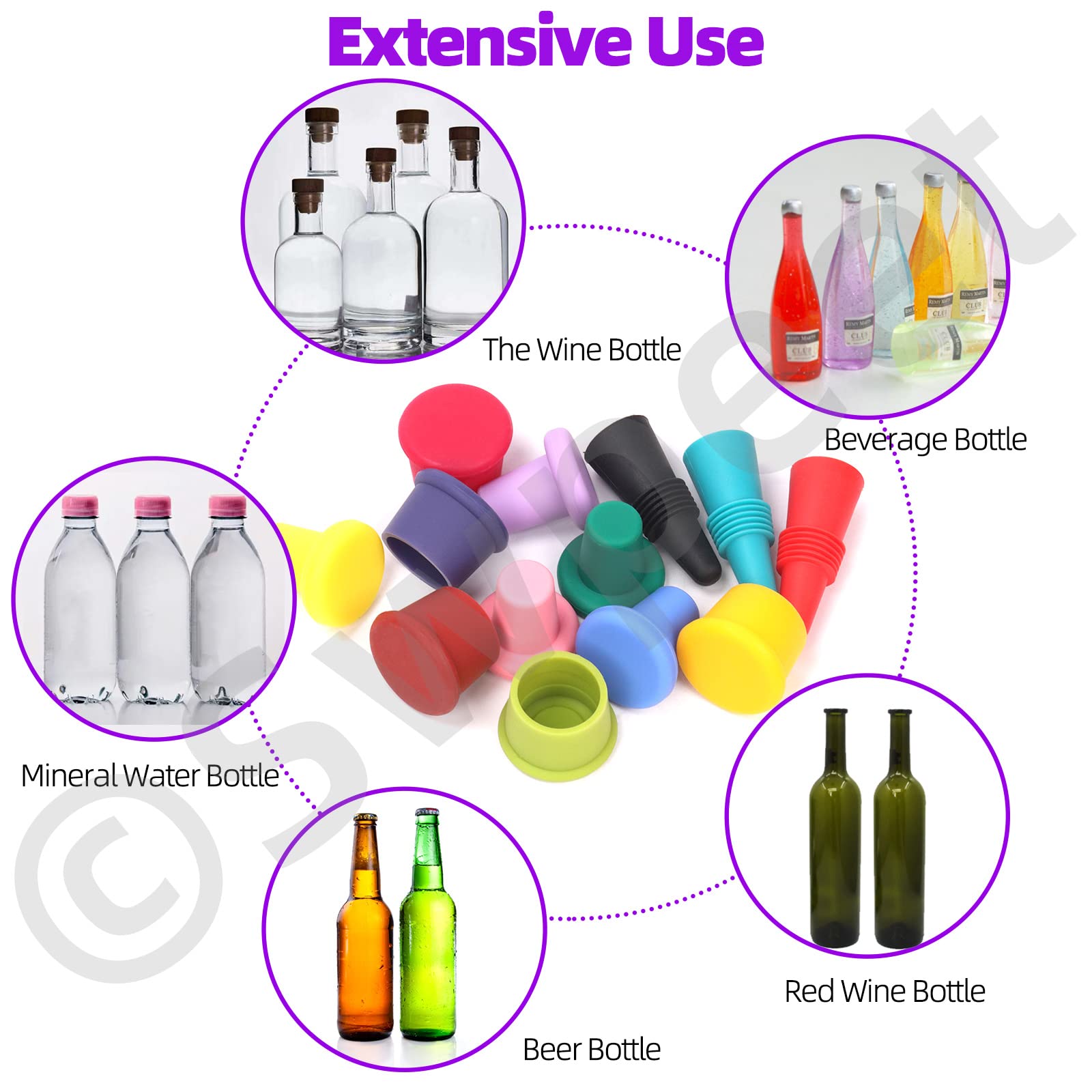 Swpeet 13Pcs 3 Styles Silicone Wine Stoppers Assortment Kit, Airtight seal on Wine Bottles Reusable Beer Bottle Stopper Beer Glass Bottle Sealer Stoppers Beer Champagne Wine Storage Keep Fresh Tools