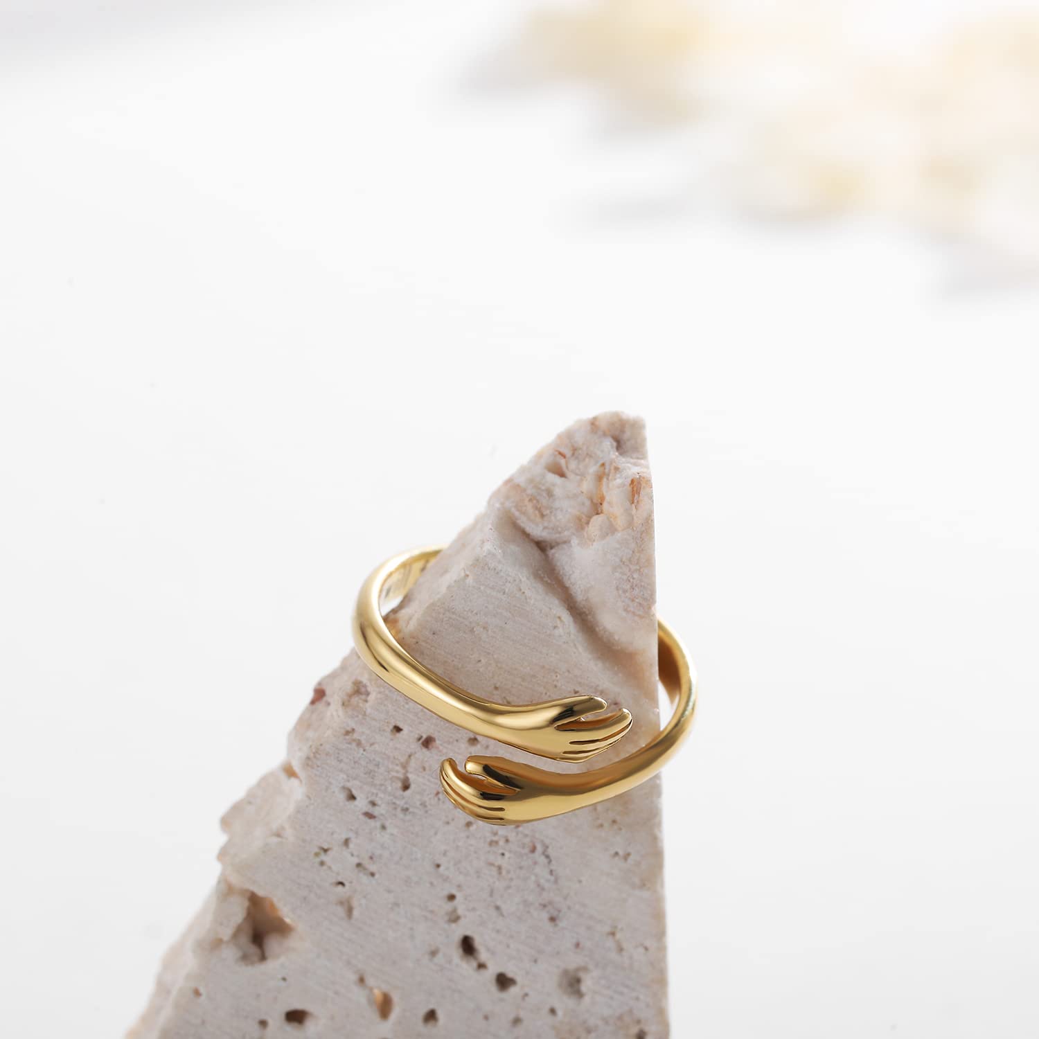 SLOONG Custom Hug Ring for Women, Gold/Rose Gold/Sliver Personalized Name Ring, Custom Name Hugging Rings for Daughter's and Women's Great Gift