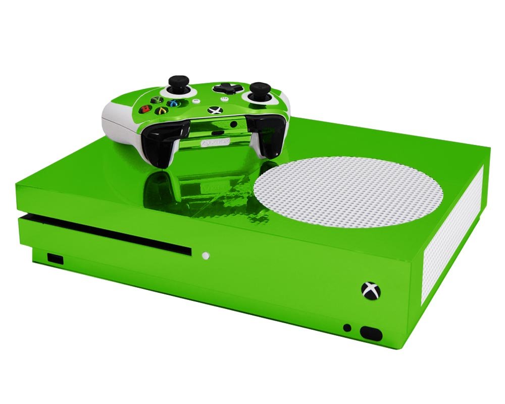 Lime Chrome Mirror - Vinyl Decal Mod Skin Kit by System Skins - Compatible with Microsoft Xbox One Slim (XB1 Slim)