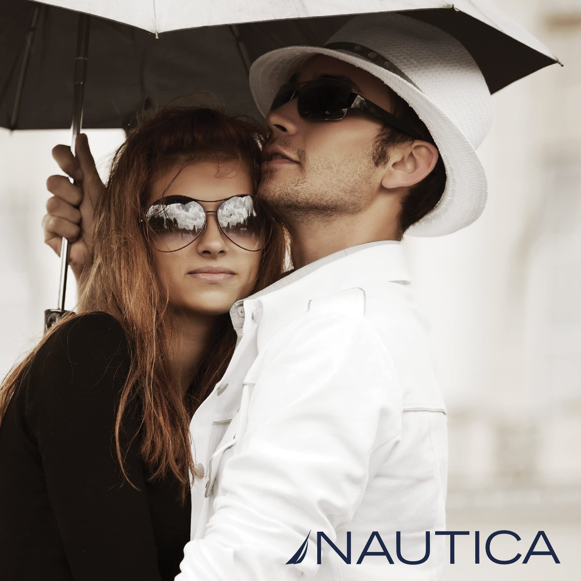 Nautica Umbrella for Travel - Auto Open & Close Compact, Lightweight & Folding - Best Windproof Umbrellas for Rain, Sun & Wind Protection, Small, Automatic & Collapsible in Blue 2-Pack