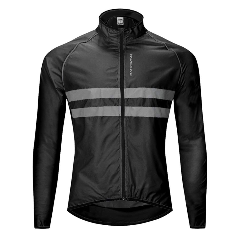 MLSice Men's Windproof Cycling Jacket Long Sleeve Jacket Windbreaker - Black