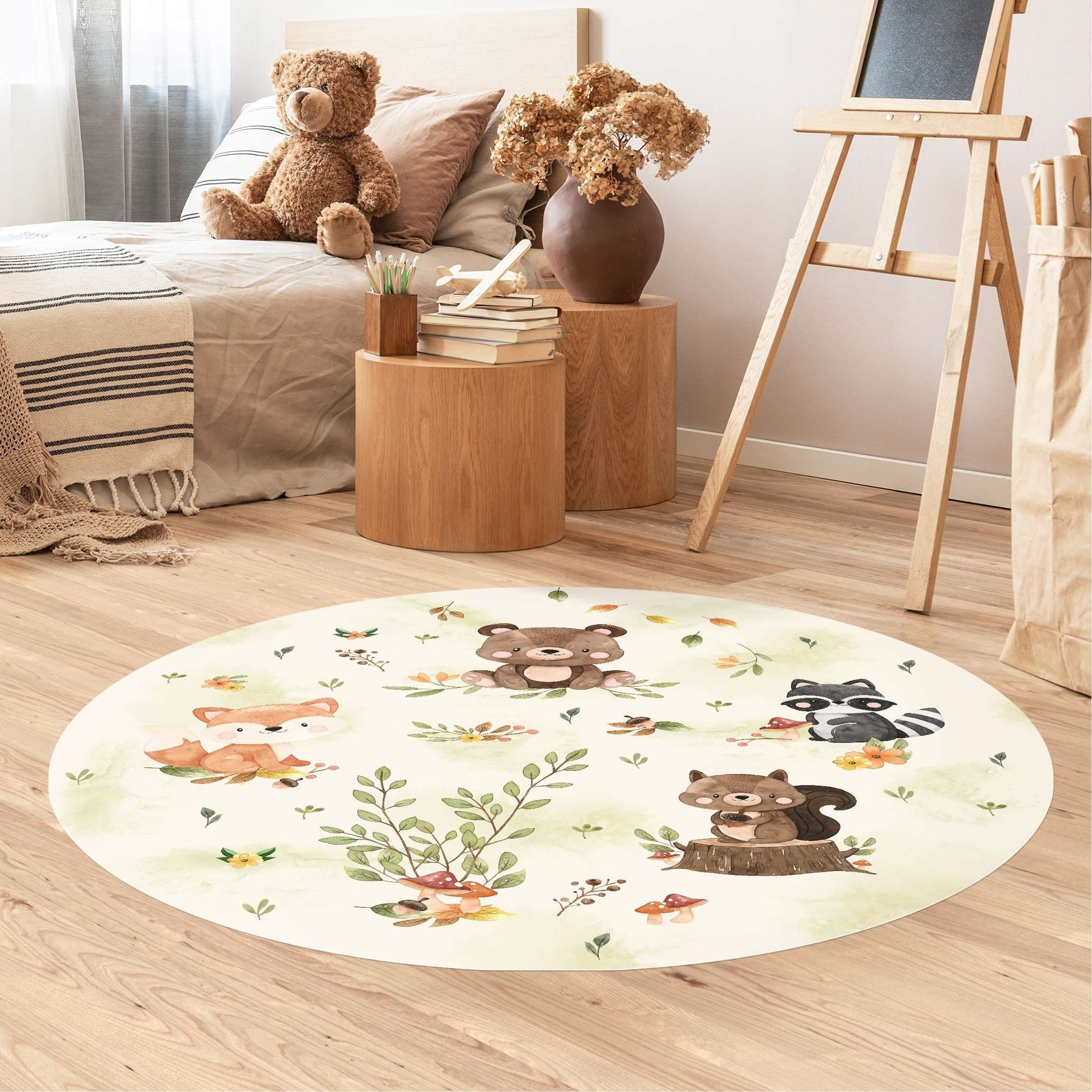 Pink Strawberry Round Area Rug Spa Mat Runner, Non-Slip & Absorbent Accent Rug, Washable Chair Mat for Vanity Bathtub Shower Entryway Patio Porch 24" Diameter