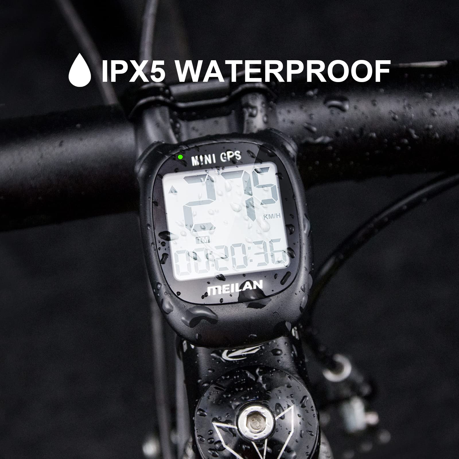 MEILAN M3 Mini GPS Bike Computer, Wireless Cycling Computer Bike Odometer Bicycle Speedometer and Odometer Waterproof Bicycle Computer with LCD Backlight & Multi-Functions for Road Bike MTB