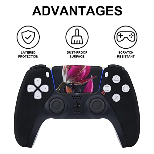 Two Tulips with Dew Drops on Dark Full Protective Skin Cover Design Wrap Decal Sticker Compatible with PS5 Digital Edition Console and Controller