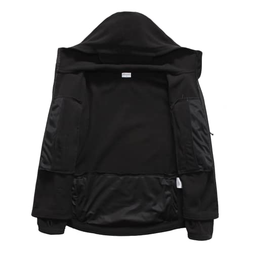 MAGCOMSEN Hoodies for Men Fleece Lined Tactical Jackets Mens Fleece Jackets Work Jacket Snow Jacket Outdoor Black L