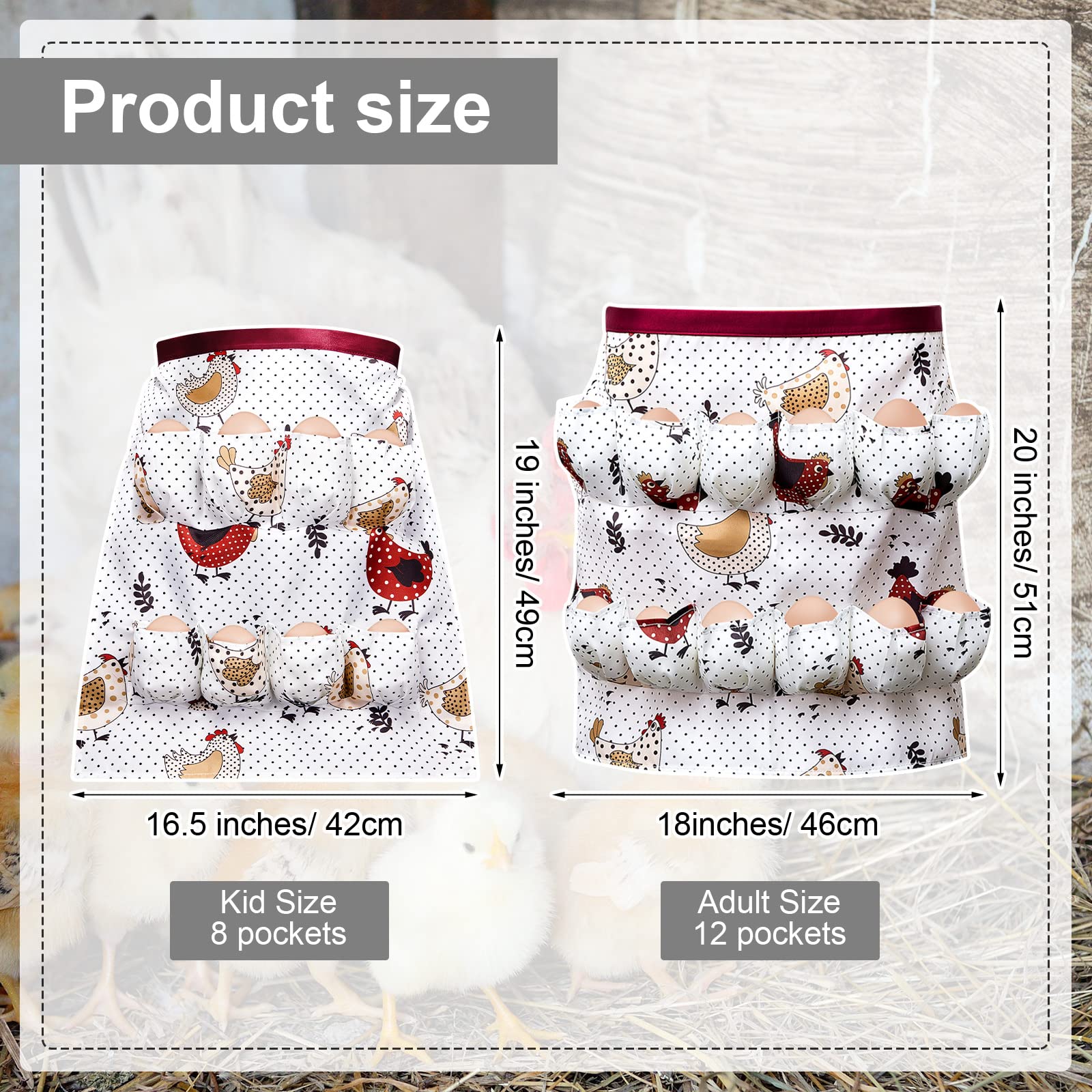 Syhood Egg Collecting Apron Egg Apron for Fresh Eggs Egg Gathering Apron Women Deep Pocket Holder for Chicken Duck Goose Egg (Adult-Unisex)