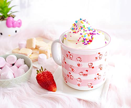 Silver Buffalo Sanrio Hello Kitty Strawberry Milk Ceramic Camper Mug | Holds 20 Ounces
