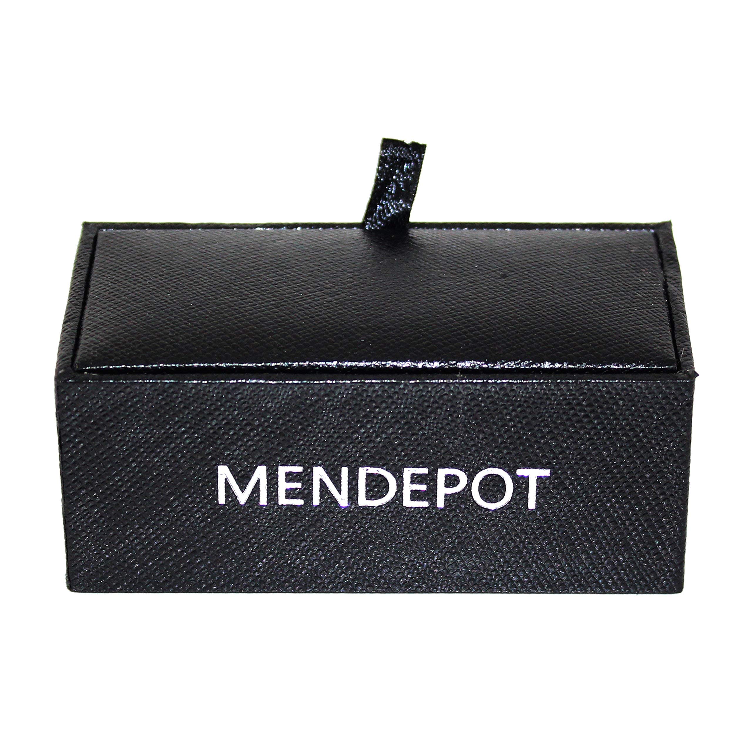 MENDEPOT Mother Of Pearl Cufflinks With Box Men Classic White Stone Cuff Links Wedding Groom Gift (Round A)