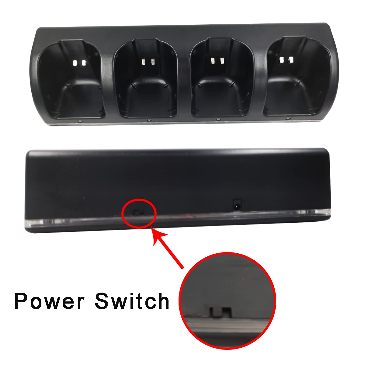 Tuboopy Wii Remote Charging Station for Nintendo Wii U 4-in-1 Controller Charger Cord Controller Charger Dock Box for WII U Remote Black (4 Pcs Batteries+USB Cable+Charger Station)