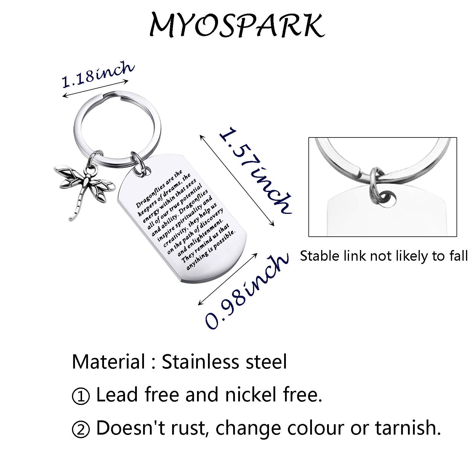 MYOSPARK Dragonfly Keychain Graduation Gift Dragonfly Lovers Gift Encouragement Gifts for Her (Dragonflies Keepers KC)