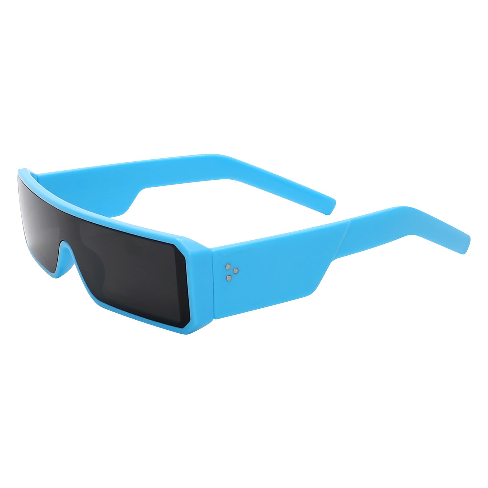 TYA Small Sunglasses for Women Men Futuristic Alien Geth Black Sun Glasses Rectangle Glossy Frame 90s Cool Tiny Shades