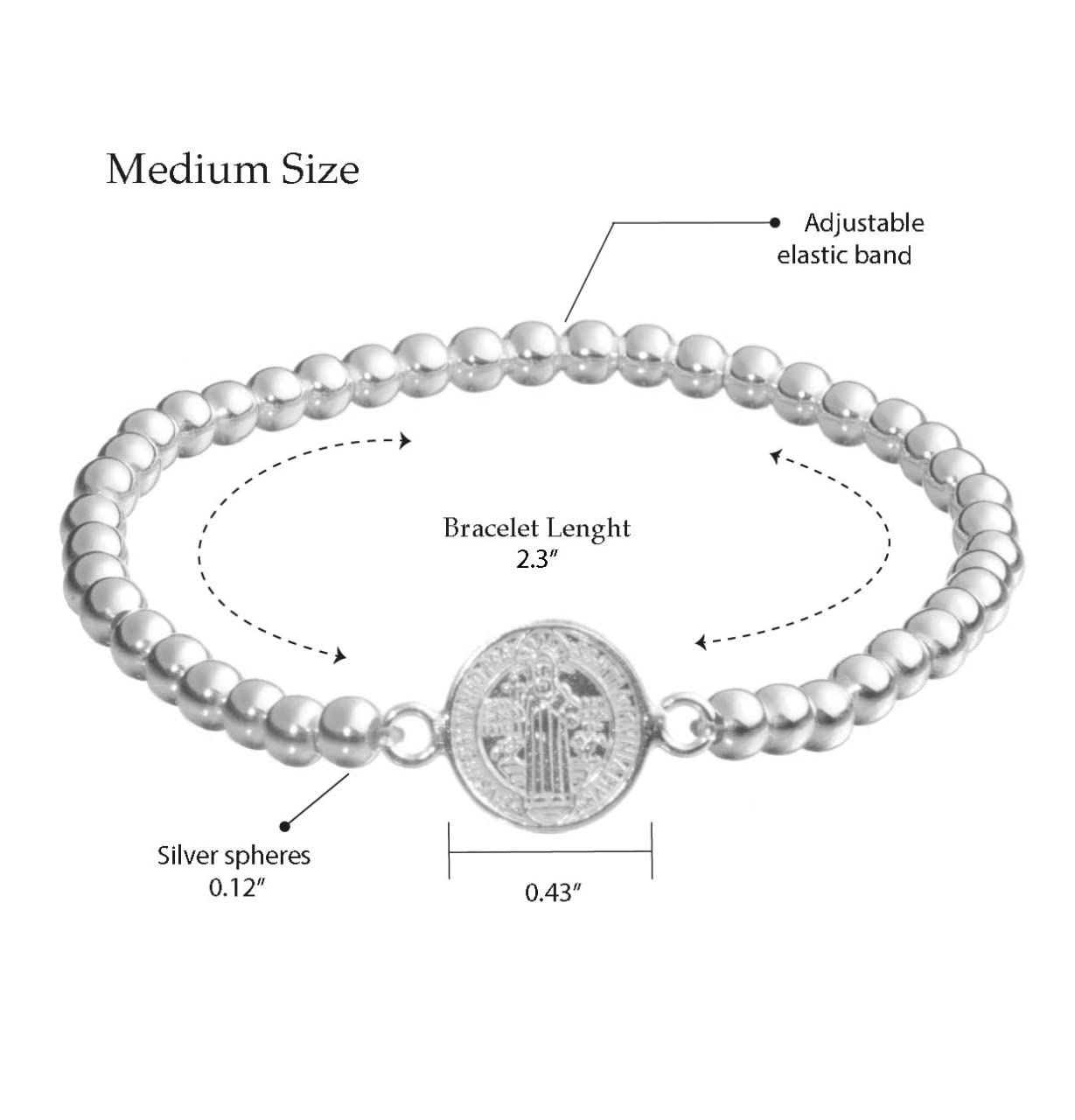Prata, Joyería Mexicana Saint Benedict 925 sterling silver bracelet, medal of protection for our loved ones.