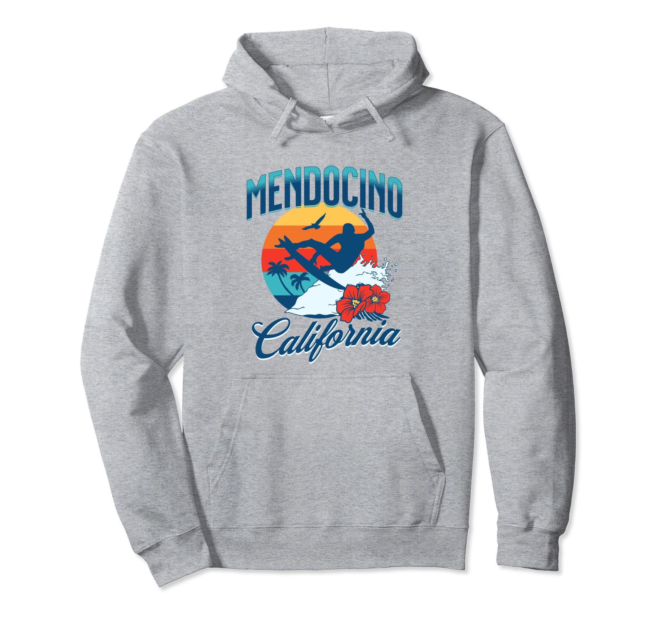 Mendocino California Beach Surfing Summer Vacation Pullover Hoodie