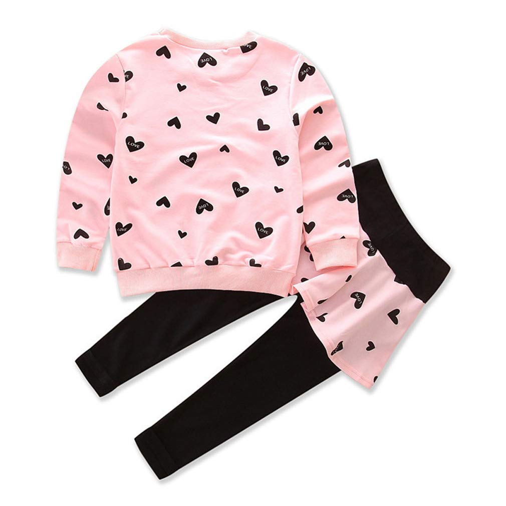 MIEKISA Little Girls Long Sleeve Top and Leggings Clothing sets (Pink, 120)