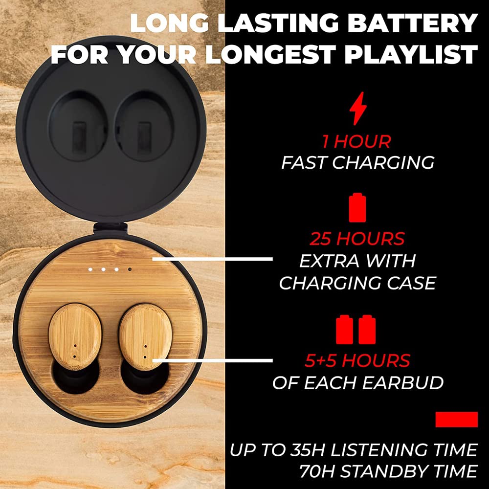 Wireless Earbuds in-Ear Bluetooth Headphones with Microphone Stereo Quality Sound Earphones 25 Hours Playtime