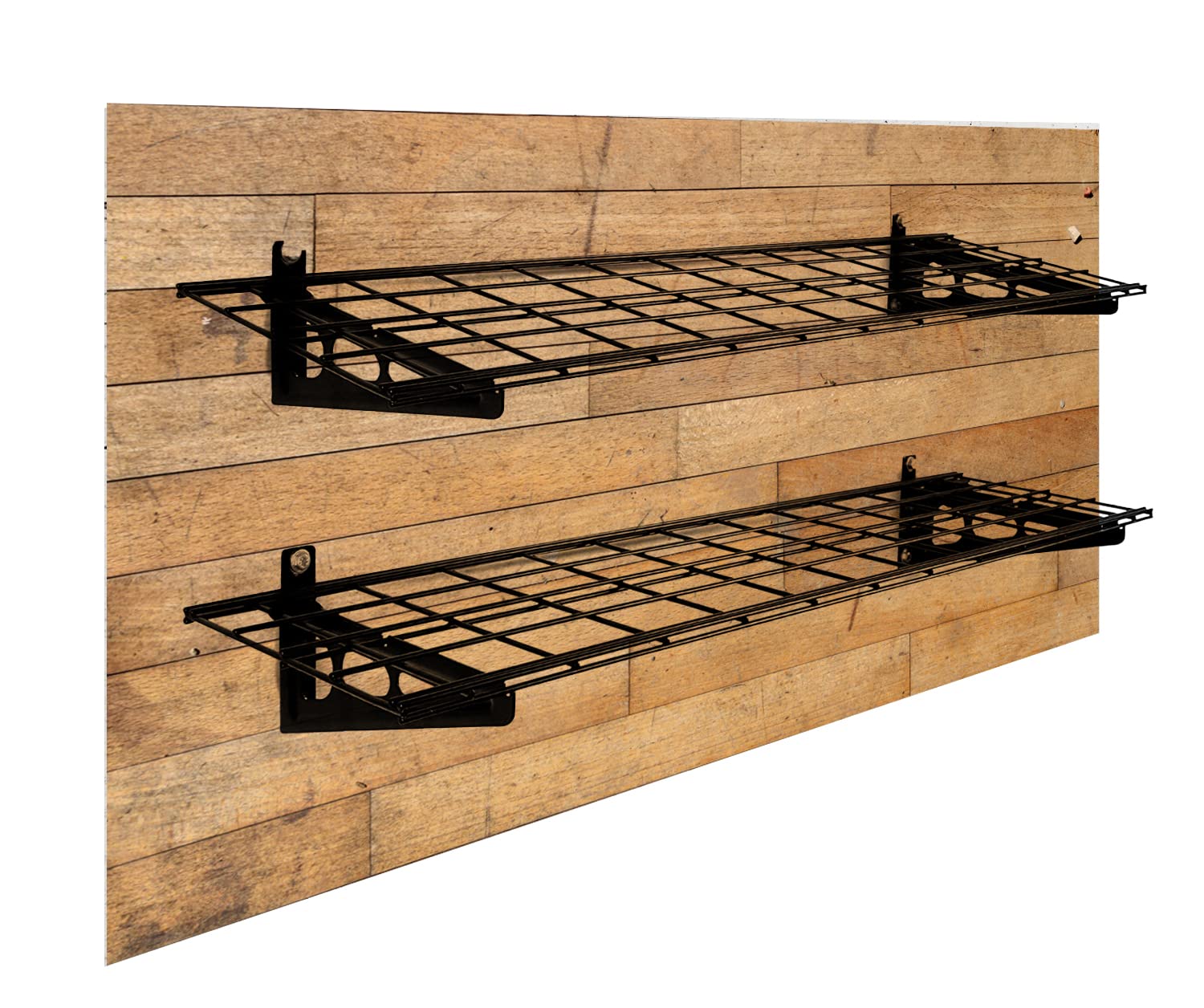 Sylvan Modular Garage Wall Shelves for Storage DIY Wall Mount Shelf with Garage Shelving Wall Mounted Kit Sturdy Garage Wall Shelving and Wall Mount Shelf Construction (Two 1'x4' Kits)
