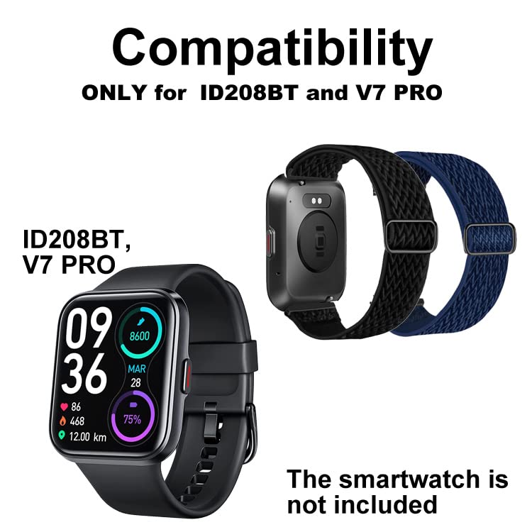smaate Elastic Watch Band Compatible with ENOMIR ID208BT 1.7 inches smartwatch, Stretchy Nylon Sport Loop Replacement for Women Men