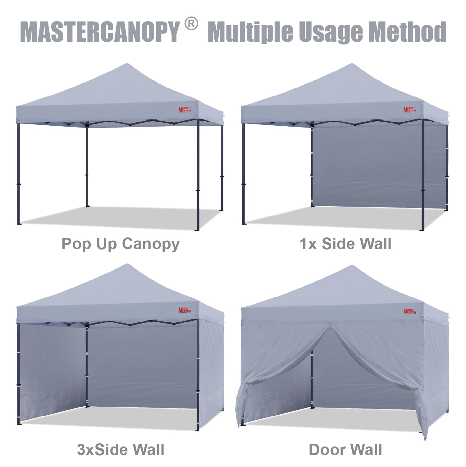 MASTERCANOPY Heavy Duty Pop-up Canopy Tent with Sidewalls (12x12,Gray)