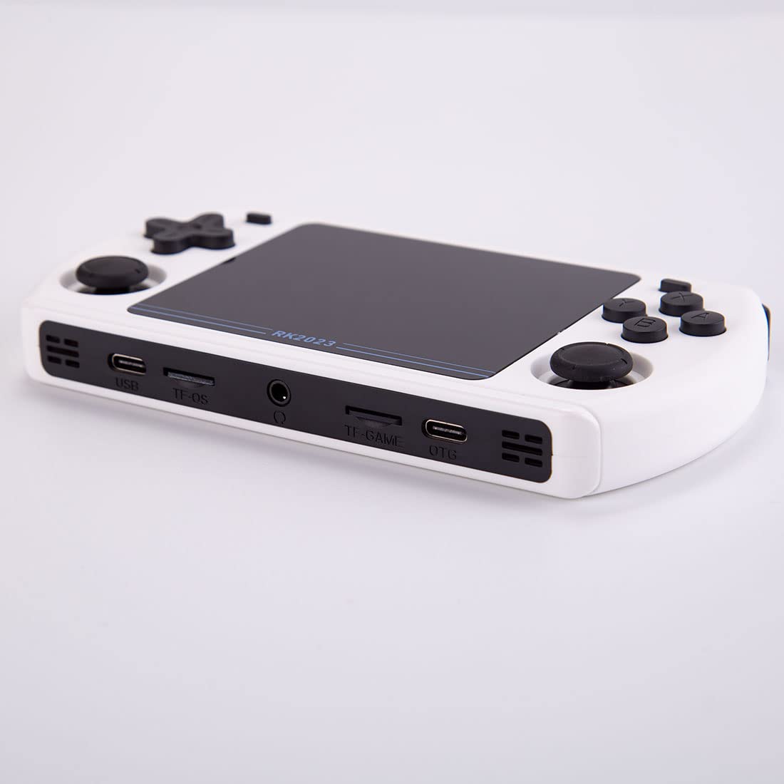 POWKIDDY RK2023 Handheld Game Console, 3.5 Inch OCA IPS Portable Linux Open Source Retro Arcade -16GB+128GB (White)