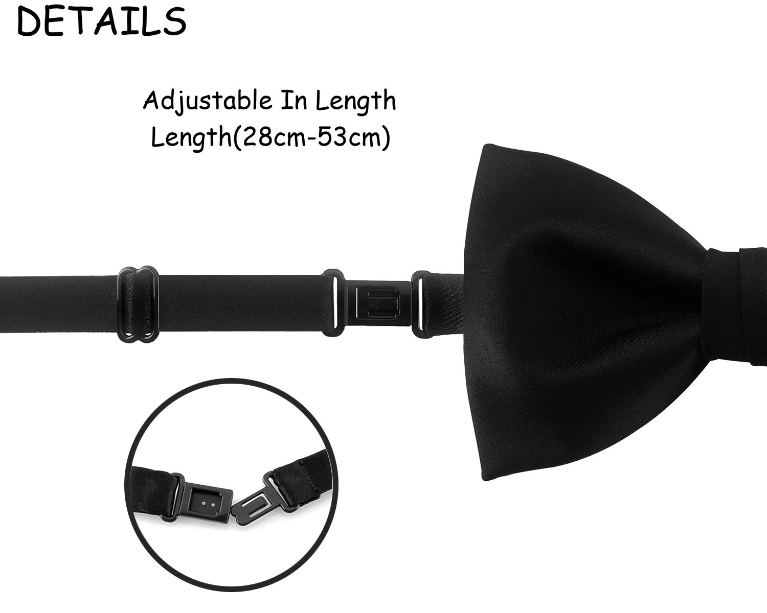Mens Matte Satin Bowtie Solid Bow Ties (Black Classic)