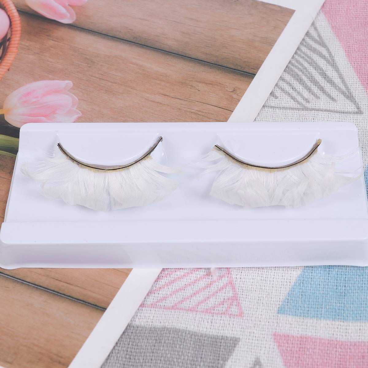 Lurrose 3Pair White False Eyelashes Dramatic Eyelash Long Thick Eyelashes for Halloween Party Cosplay Party