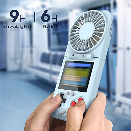 UNNIC Portable Fan, Rechargeable Battery 800MAh Folding USB Fan Handheld Retro Game Console with 500 Games(Yellow)