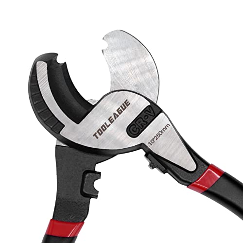Tooleague 10 Inches Cable Cutter,Heavy Duty Cable Cutting, High Leverage Cutter For Aluminum, Copper, Wire, Communication Cable, with Crimping and Wire Cutting Function