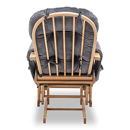 Paddie Glider Rocker Replacement Cushions with Storage Velvet Washable Non Slip for Glider Rocking Chair, 5PCS, Dark Grey