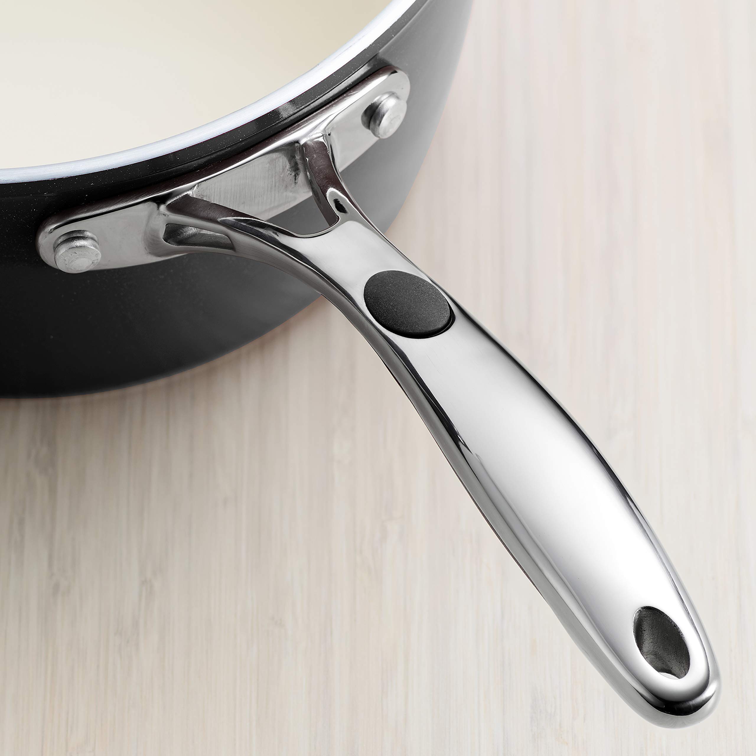 Tramontina Deluxe Covered Deep Skillet Aluminum 11-inch, Metallic Black, 80110/021DS