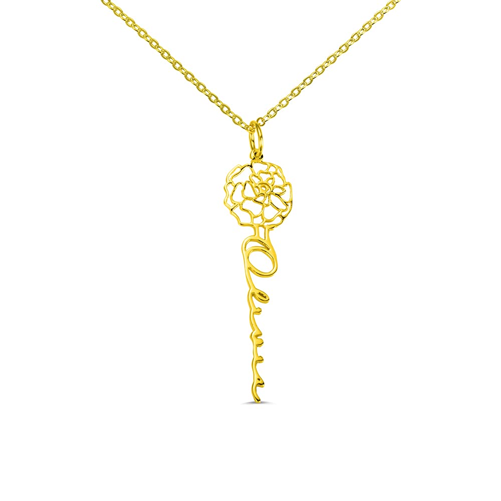 Roseinside Personalized Birth Flower Necklace for women Sterling Silver Custom Dainty Floral Name Pendant Birthday Gift Jewelry