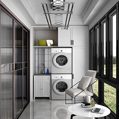 VINGLI 24-Inch Laundry Sink with Cabinet and Pull-Out Sprayer Faucet, Stainless Steel Utility Sink with Cabinet, White Cabinet with Sink for Laundry & Utility Room, Kitchen, Bathroom, Basement