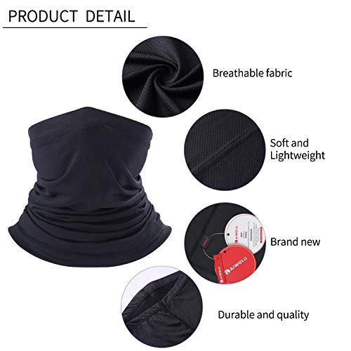 Neck Gaiter for Men Women- Versatile Fishing Face Mask Non Slip Breathable for Sun Wind Protection (Solid Black, 1)