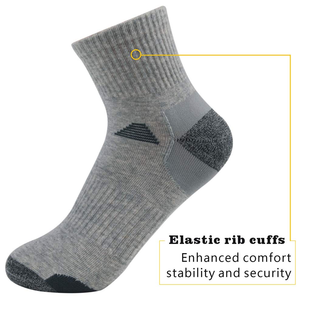 Mens Athletic Crew Socks - Caijizhe 5 Packs Soft Cotton Casual Socks for Hiking, Running, Cycling, Workout, White 1,blue 1,gray 1,black 2