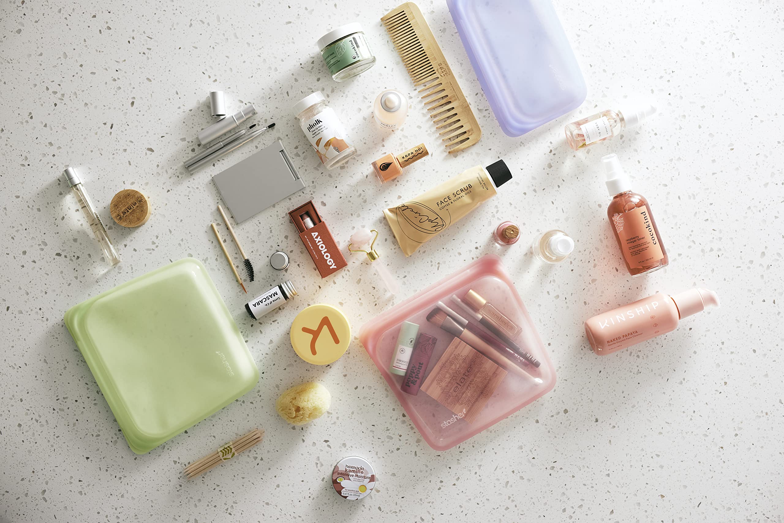Stasher Reusable Silicone Storage Bags Bundle - Mega & Sandwich (Clear)