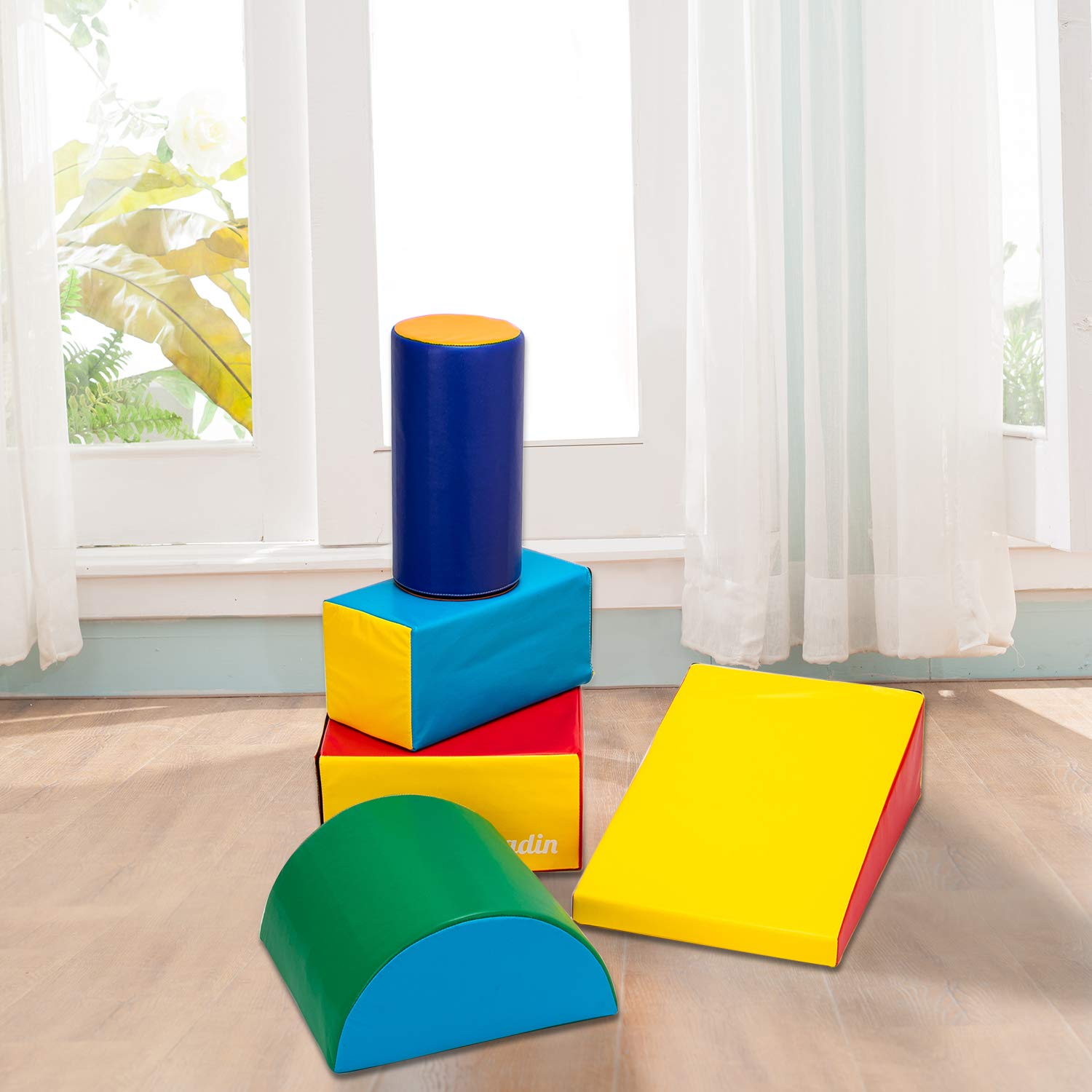 Matladin Indoor Safe Soft Foam Climber 5-Piece Sets, Beginner Toddler Climber with Slide Ramp Indoor Climbing Toys for Toddlers Kids and Children