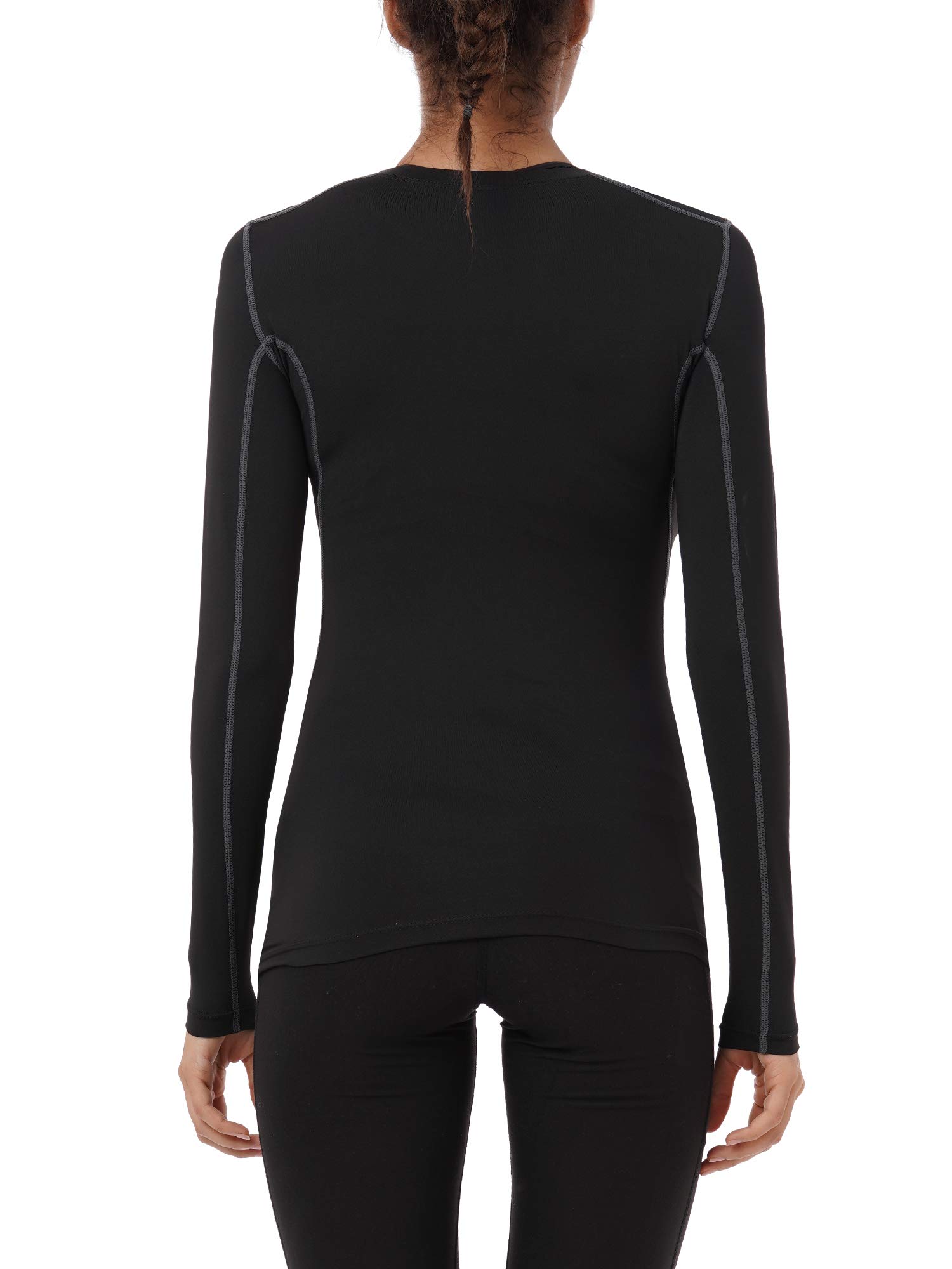 NELEUS Women's 3 Pack Dry Fit Athletic Compression Long Sleeve T Shirt,8019,Black/Grey/Rosy Brown,US XL,EU 2XL
