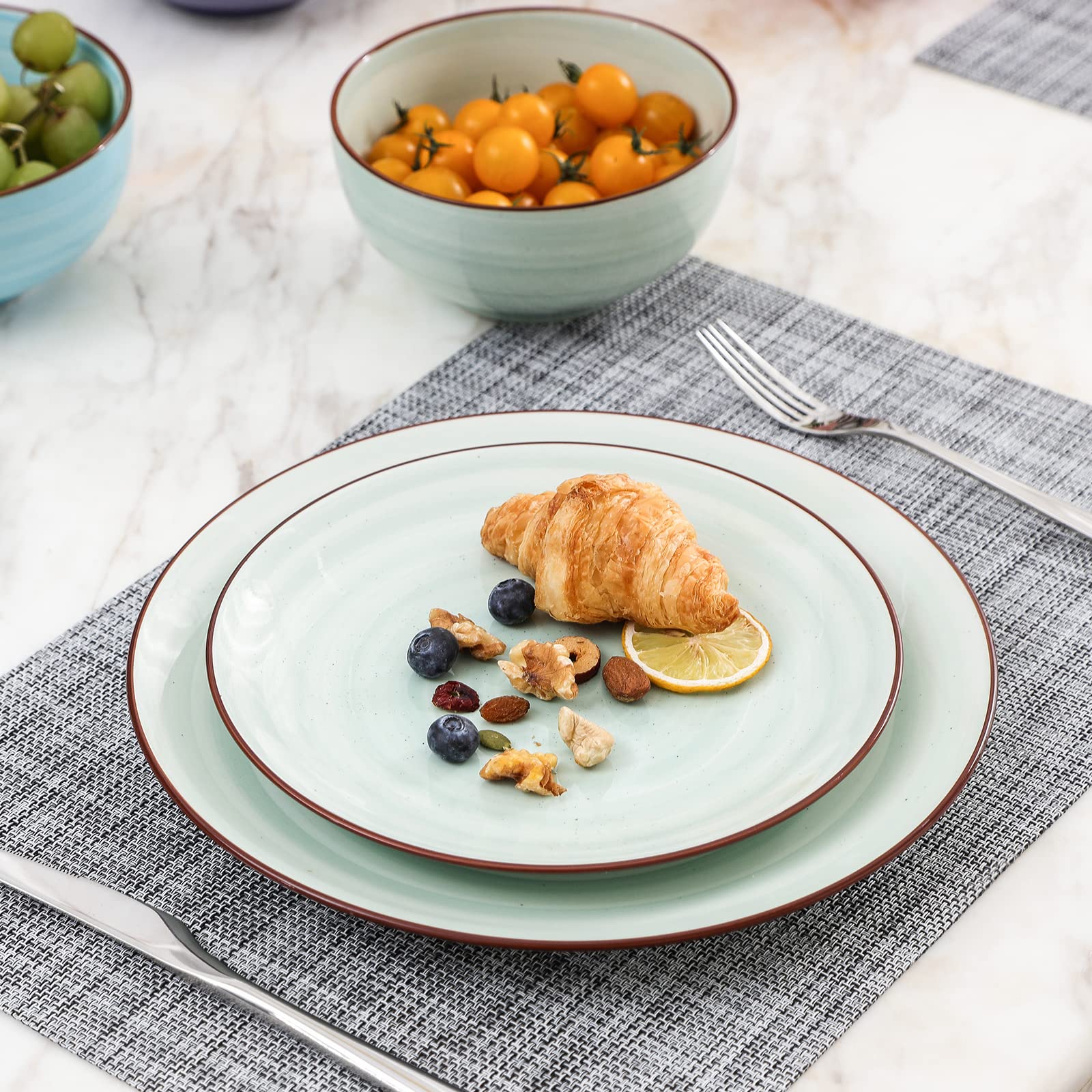 Selamica Ceramic 8 inch Dinner Plates, Small Dessert Salad Plates, Porcelain Serving Plate for Appetizer, Pancakes, Steak, Set of 6, Gradient Color