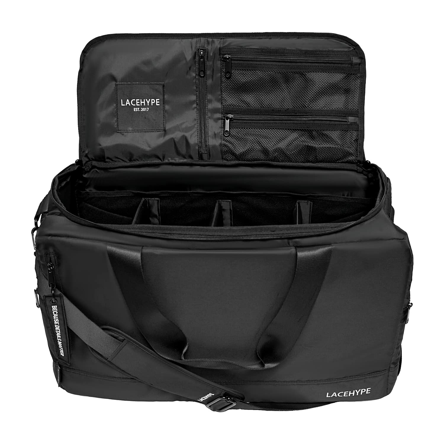PREMIUM Sneaker Bag, Duffel Bag, Gym Training Bag, Travel Bag, Basketball Bag, Footbal Bag with 3 adjustable compartment dividers (Red/Black)