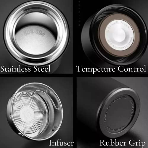 Shari’s Tea – Temperature Controlled Thermos with Infuser - Smart Coffee and Tea Thermos with LED Temperature Display in Fahrenheit, Insulated Bottle Stay Hot or Cold for up to 24 Hrs.