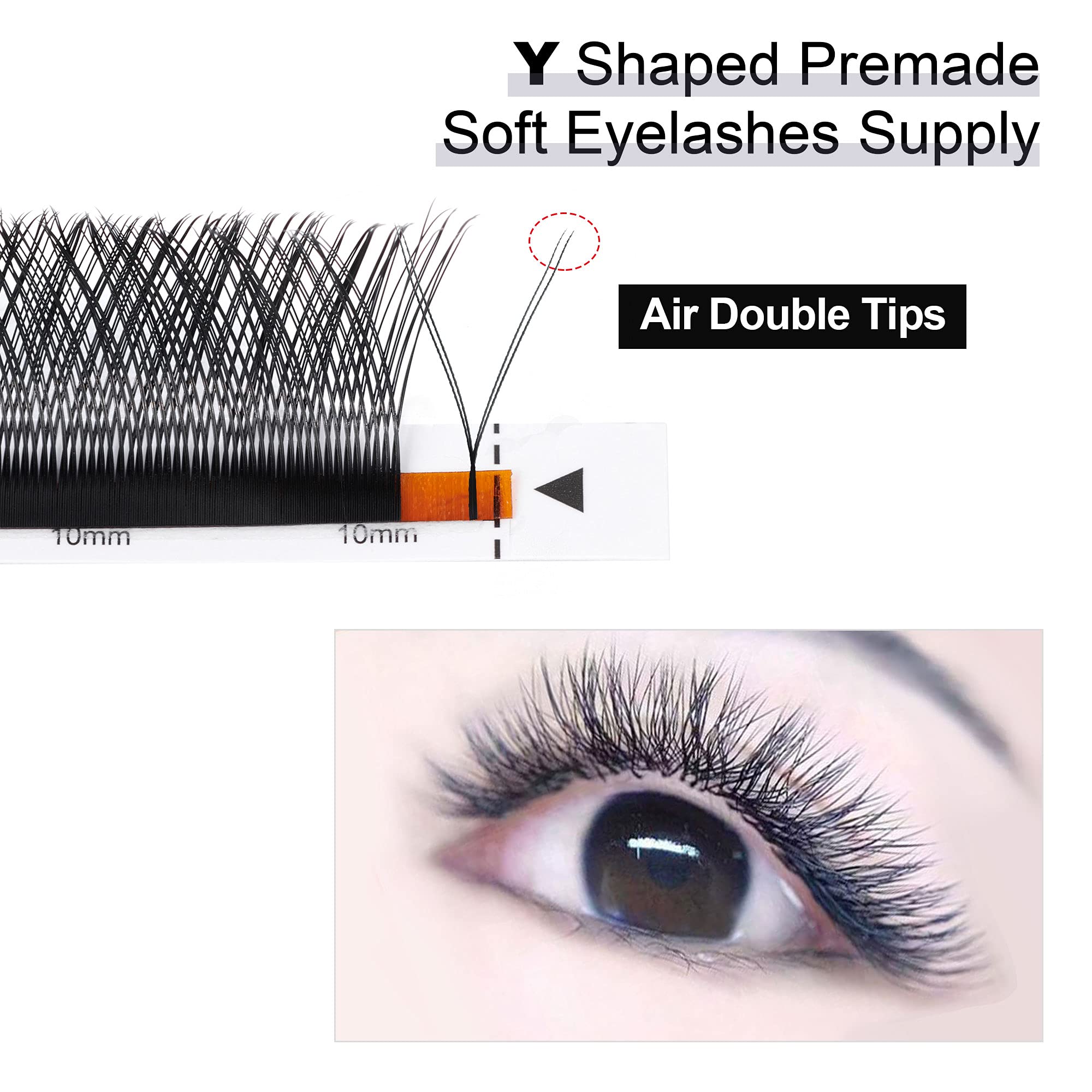 W Eyelash Extensions 4D Volume 0.07D Curl 8-15mm Easy Fan W-shaped Lash Premades Cluster Black W Lash