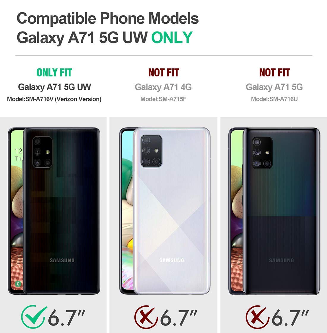 Poetic Guardian Case for Samsung Galaxy A71 5G UW (Verizon Version), [Not Fit Galaxy A71 4G and A71 5G] Full-Body Hybrid Shockproof Bumper Cover with Built-in-Screen Protector, Black/Clear