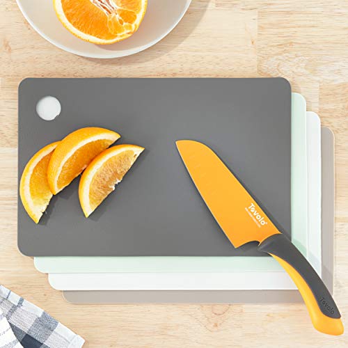 Tovolo Small Set of 4 Assorted Colors, Food Meal Prep Flexible Kitchen, BPA-Free Plastic Board, Dishwasher-Safe Cutting Mats