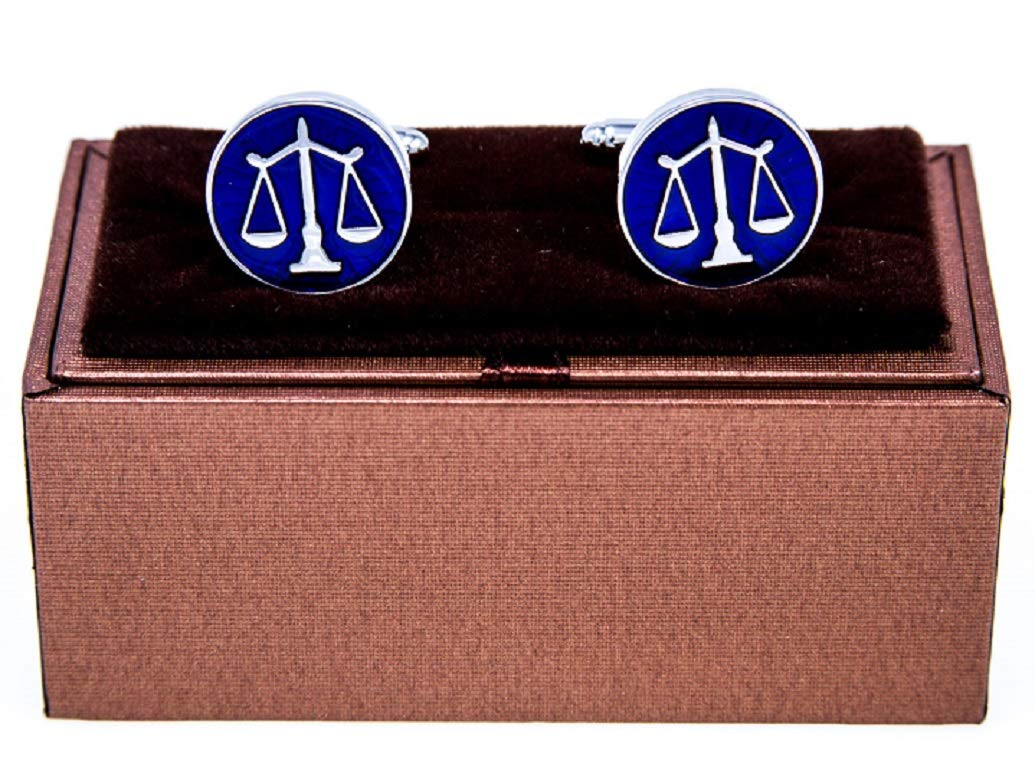 MRCUFF Law Scales of Justice Attorney Lawyer Pair Cufflinks in Presentation Gift Box & Polishing Cloth