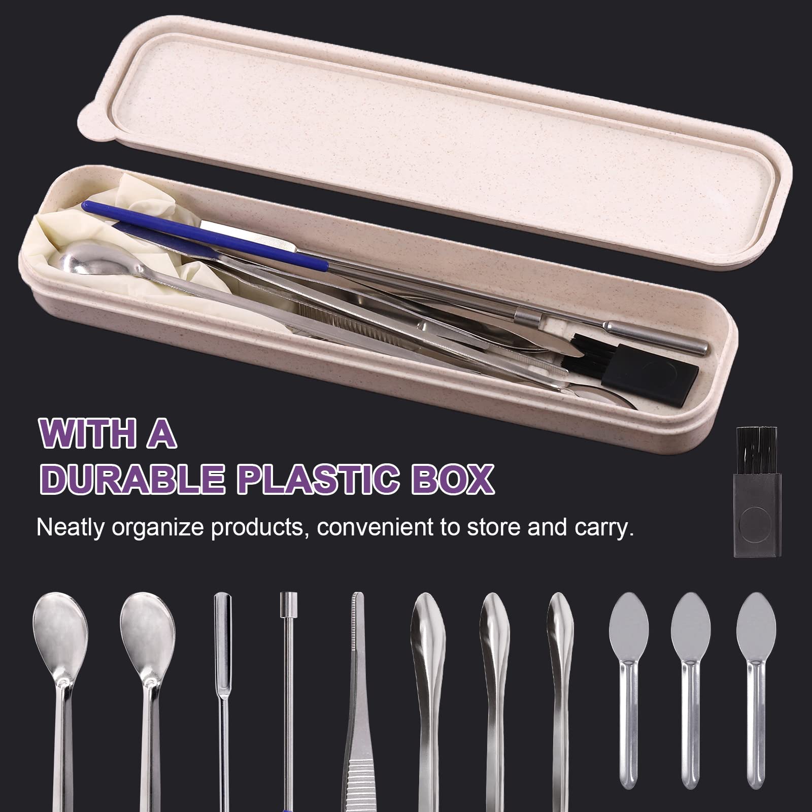 Swpeet 15Pcs Stainless Steel Capsule Filling Machine Kits for #000 00 0 1 2 3 Pill Filler, Micro Lab Scoop Spoon Lab Spatulas Lab Scoop Filling Tray Powder Tamper Tool Pill Filler Tamper Tool Spoon