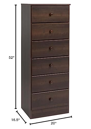 Prepac Astrid 6 Drawer Tall Chest, Espresso & Fremont 5 Drawer Chest, Espresso Brown