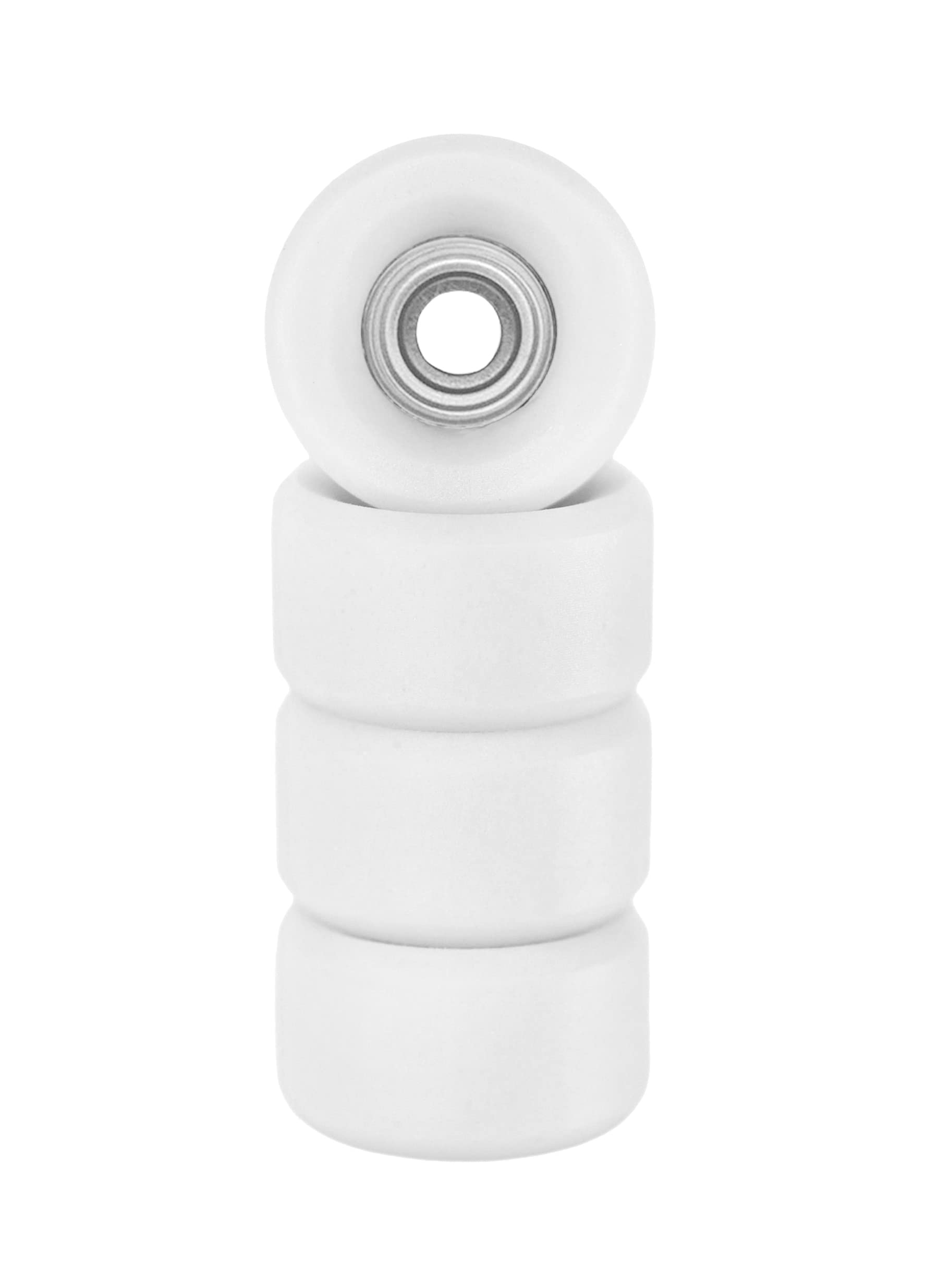 Teak Tuning Apex 61D Urethane Fingerboard Wheels - Slim Bowl Shaped, 7.5mm Diameter - ABEC-9 Stealth Bearings - Made in the USA - "White Snow" Colorway
