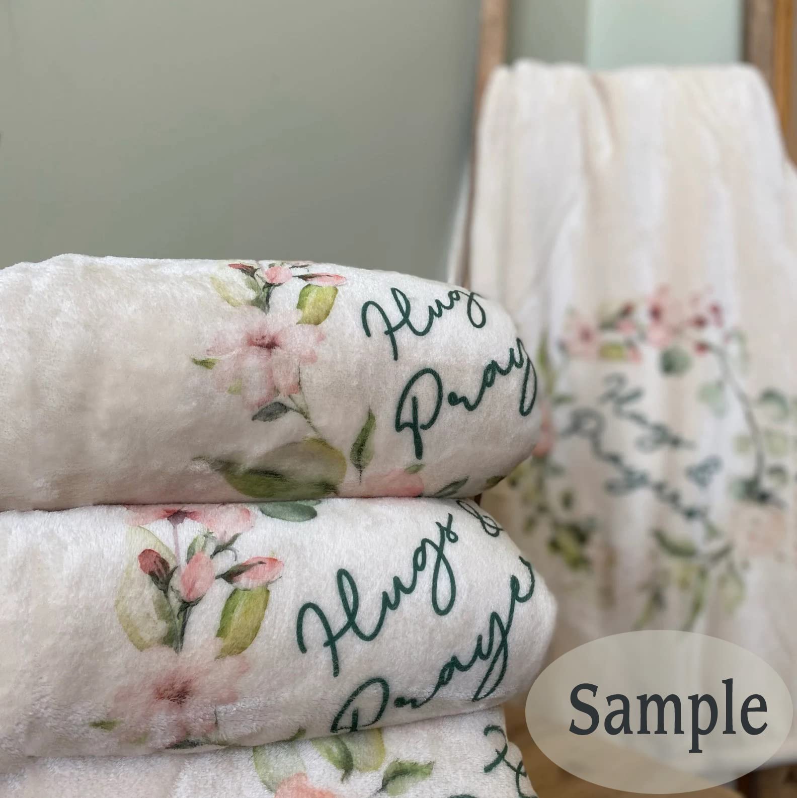 UOOPOO-US Minky Custom Sleeping Bear Sleep on Moon Baby Name Blanket, Baby Girl Gift Personalized, Customized Cute Flower Elephant Name Blanket Newborn Crib Blanket 30" x 40"