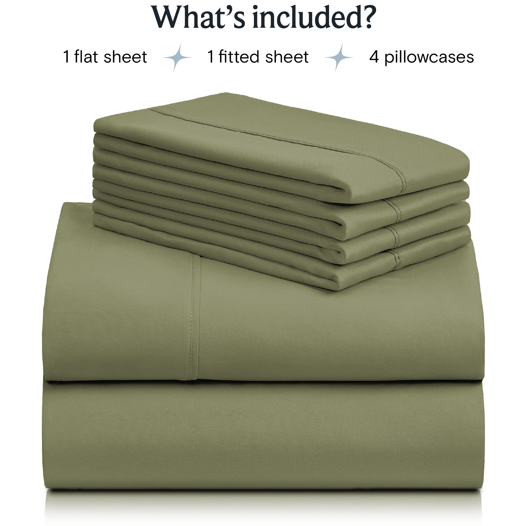 LuxClub 6 PC Queen Sheet Set, Breathable Luxury Bed Sheets, Deep Pockets 18" Eco Friendly Wrinkle Free Cooling Sheets Machine Washable Hotel Bedding Silky Soft - Olive Queen
